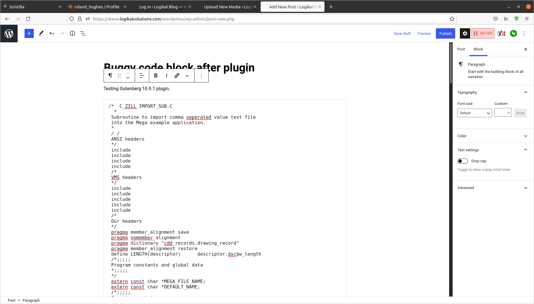 Code and Preformatted blocks no longer correctly accept pasted text/code · Issue #32649 ...